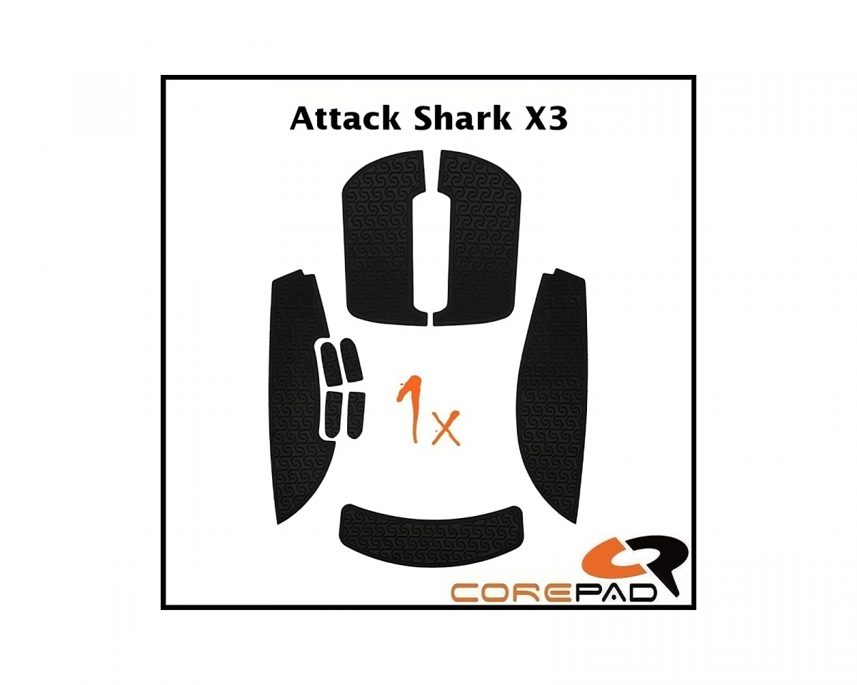 Corepad Soft Grips til Attack Shark X3 - Sort - MaxGaming.dk