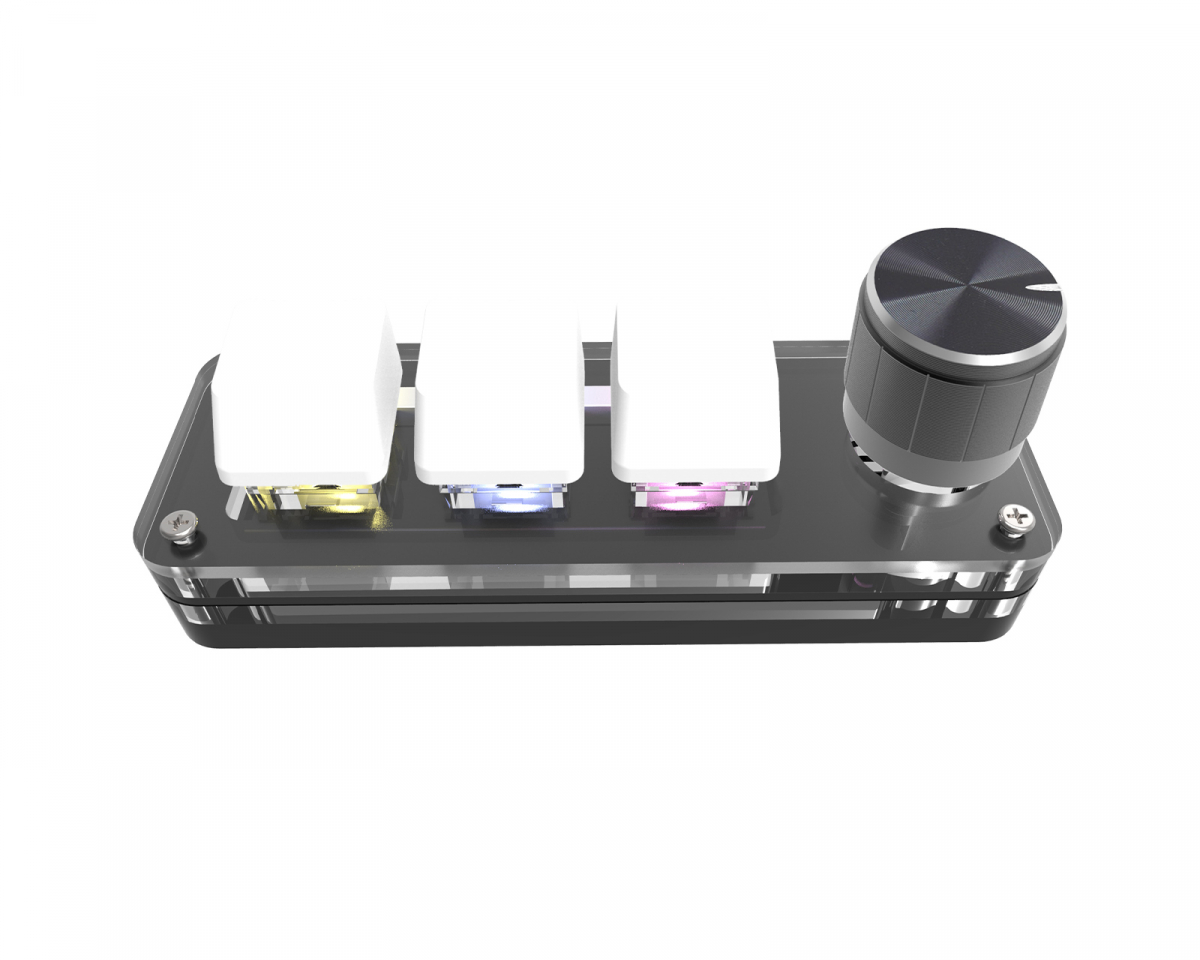 MaxCustom 3-Key RGB Mini Mekanisk Keypad med Knob - Hvid - MaxGaming.dk