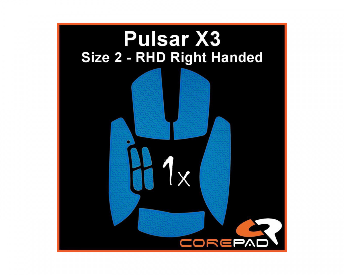 Corepad Soft Grips for Pulsar X3 RHD - Blå - MaxGaming.dk