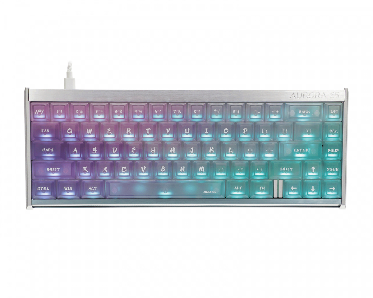 IPI Aurora 65 HE Tastatur - Sølv/Blå - MaxGaming.dk