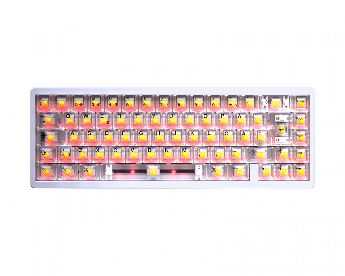 MaxCustom MAX65 White + Transparent Keycaps + Milky Yellow Pro Switches ...